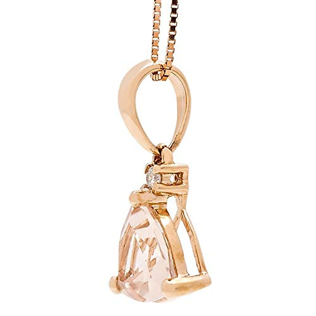 Gin & Grace Valentine's Jewelry 10K Rose Gold Genuine Morganite & Diamond (I1,I2) Pendant for Women (Trillion Cut)