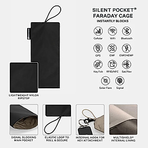 SLNT Flexible Key Fob Guard with Silent Pocket - Car Anti Theft Device Shields Against All Signal Types, Includes RFID, NFC Blocking & Faraday Bag - Fits Most Keyfobs, Portable & Attaches to Keychain