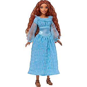 Mattel Disney The Little Mermaid Ariel Fashion Doll on Land in Signature Blue Dress, Toys Inspired by Disney’s The Little Mermaid