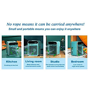 hYwecy Portable Air Conditioner-4000mAh Rechargeable Office Air Conditioner in Three Speeds&Spray Speed,Portable Evaporative Cooling Fan with Spray for Home Bedroom Office(green)