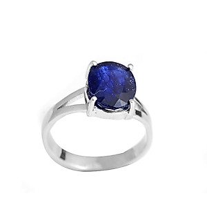 5.10 Carat Natural Blue Sapphire Gemstone 925 Sterling Silver Handmade Engagement Wedding Ring Gemstone bezel Set Handmade Rings Mother's Day Gift