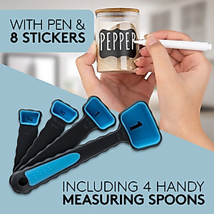 6 Glass Food Storage Jars With Airtight Bamboo Lid | 3 Sizes of Containers with Spoons And Labels | Organize Your Pantry, Kitchen, or Bathroom. Good for Pasta, Use Them For Coffee, Food, or Soap