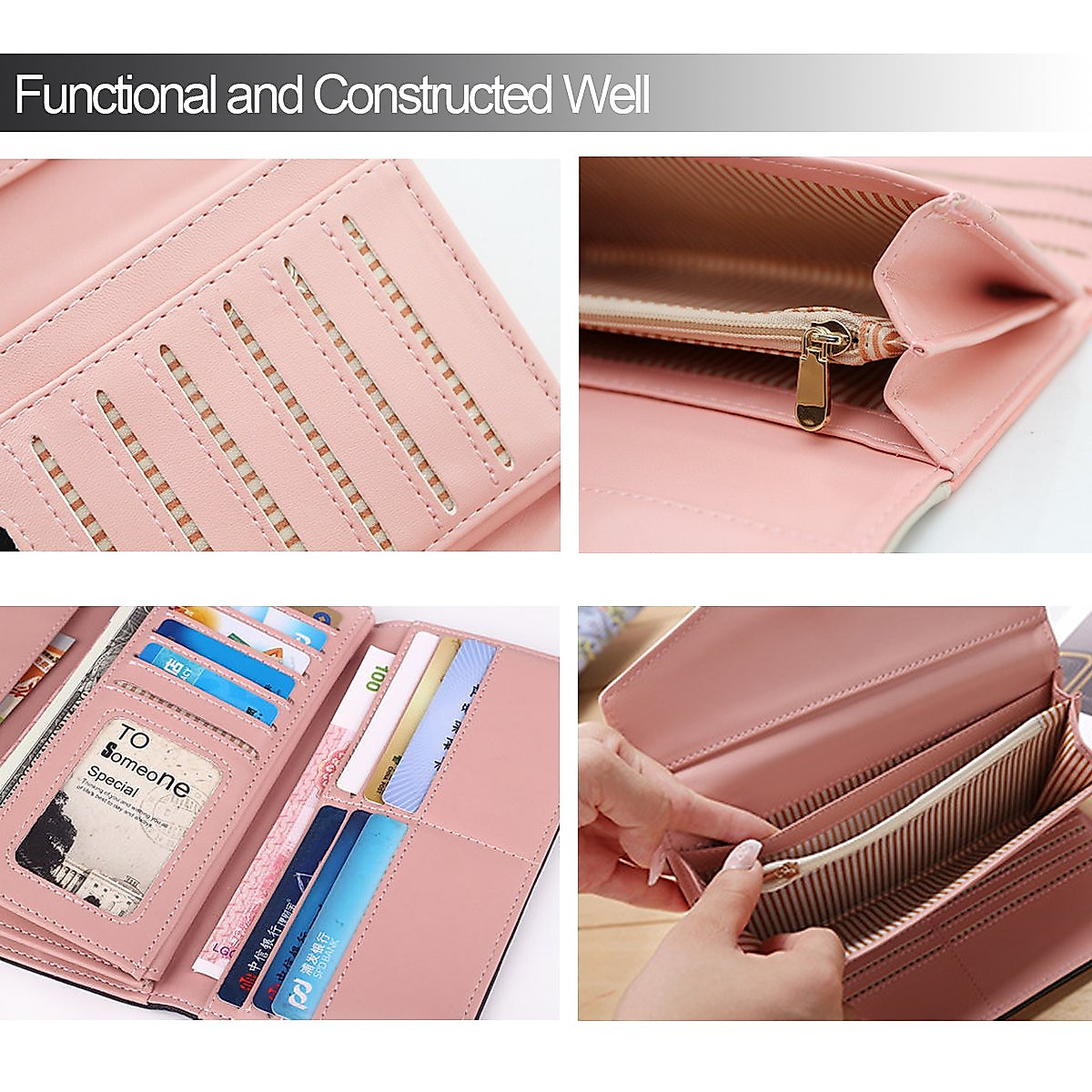 Womens Leather Wallet Purse Handbag Floral Money Clips Credit Card Case Holder