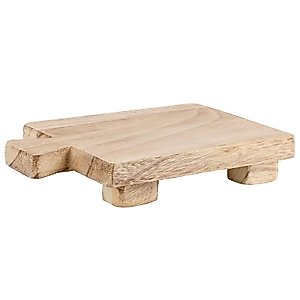 Wood Pedestal Stand Riser Wood Footed Tray for Bathroom Home Kitchen Wooden Soap Holder for Bottles Plant Makeup Tissues Candles Guest Jewelry Soap(Elegant Color, 1.57 x 6 x 11 Inch)