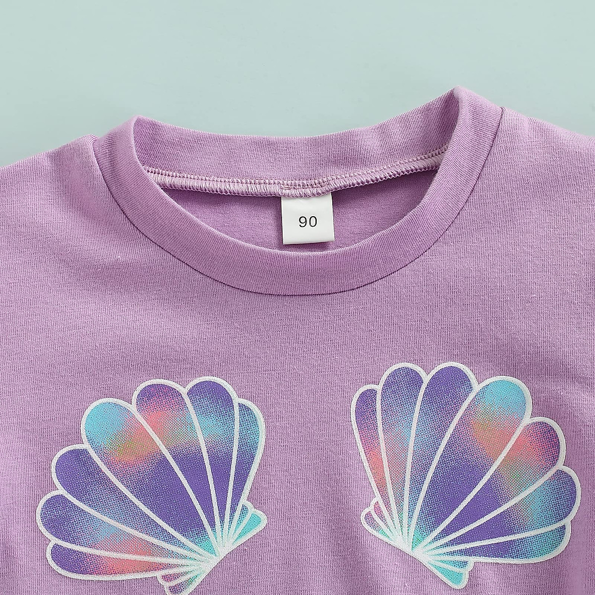 Toddler Kid Baby Girls Outfits Fly Sleeve Shell Crop Tops T-Shirt Mermaid Flared Pants Summer Birthday Clothes 1-6T (Purple, 3-4T)