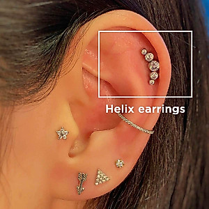 Gnoliew 16G 316L Stainless Steel Labret Monroe Lip Ring Studs Cartilage Helix Tragus Conch Daith Nose Piercing Jewelry (16g Gold)