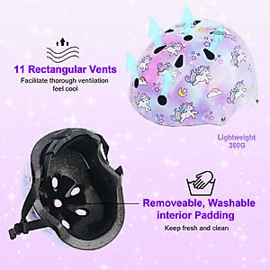 Adjustable Skateboard Bike Helmet for Toddler Girls Kids Youth Boys, Sports Safety Protective Helmet CPSC Certified for Bicycle Scooter Inline Roller Skate Rollerblading Cycling Small