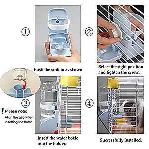 Mcgogo Rabbit Water Bottle, Guinea Pig Water Bottle,17oz Hanging Fountain Automatic Dispenser No Drip Water Bowl for cage (Pink)