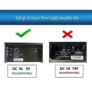 UpBright 5V AC/DC Adapter Compatible with Vizio Soundbar S2920w-C0 S2920W-CO S2920 w SB2920-C6 S2920W-C0B S2920W-COB S2920w-C0R 1019-0000067 1019-0000063 10602060041 Sound Bar Speaker 5VDC 1A Charger