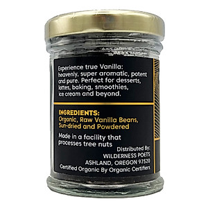 Wilderness Poets Pure Vanilla Powder - 100% Organic Ground Vanilla Beans - Tahitian Variety, Grade A | Potent, Super Aromatic, Perfect for Chefs, Baking, Ice Cream, Coffee Lattes, 1 Ounce (28 Grams)