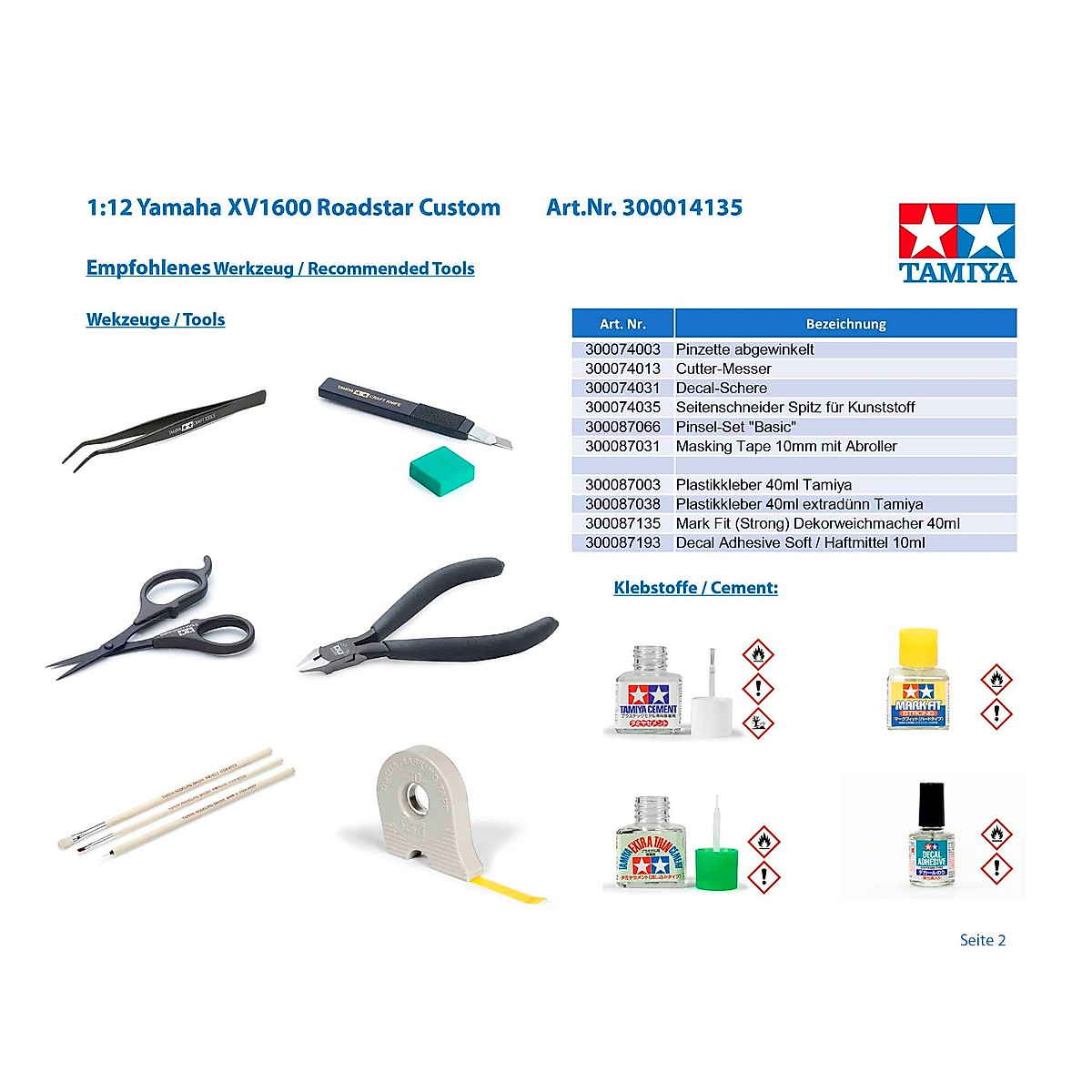 Tamiya 14135 1/12 Yamaha XV1600 Road Star Custom Plastic Model Kit