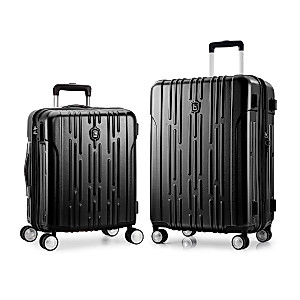 OIWAS Carry on Luggage with TSA Lock, Space Widening Horizontally Travel Suitcase, 8 Spinner Wheels Carry on Suitcase for Outdoor Travel Business Weekender(black, 2-Piece Set(20/26))
