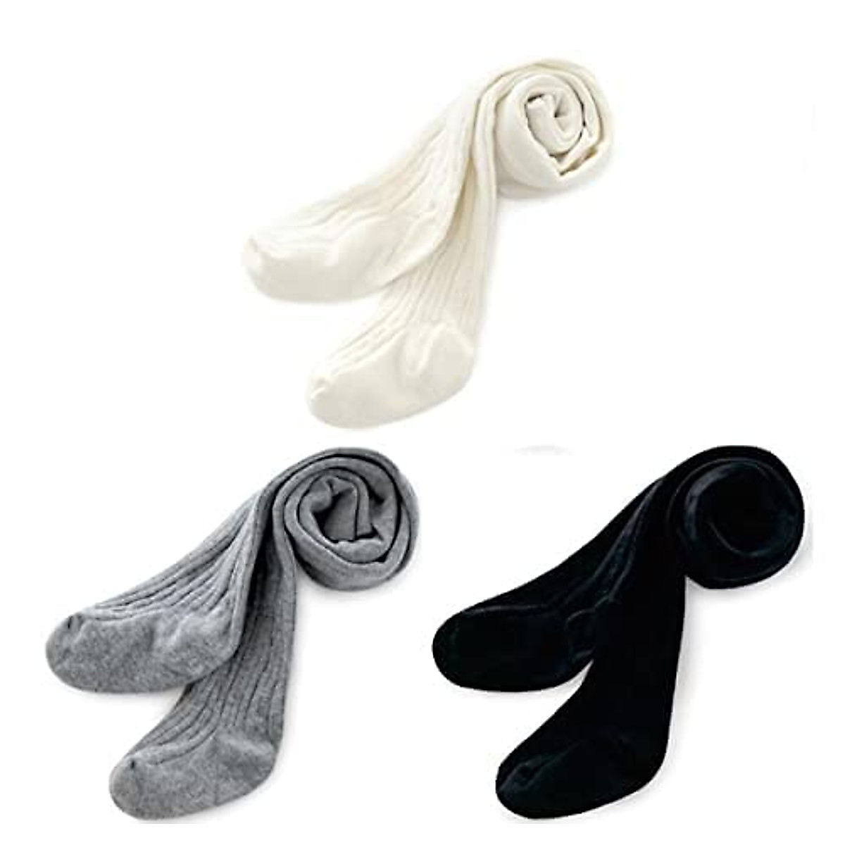 HLJgift 3 Pairs Baby Girls Boys Cotton Pants Tights Panties Stockings Leggings (6T-8T, black&white&grey)