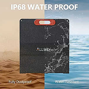 ALLWEI 100W Portable Solar Panel for 300/500W Power Station Solar Generator, 18V Foldable Solar Battery Charger with 5.5 * 2.1MM Port, Adjustable Kickstand, Waterproof IP68 for Camping Trip Outdoor