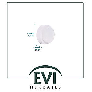 EVI Herrajes | Adhesive Door Stop for Wall/Handle | 24 x 14 mm | White Rubber | Stainless Steel | White Lacquered | Includes Screw + Fastening Plug | Mod. 04020524TPMNG
