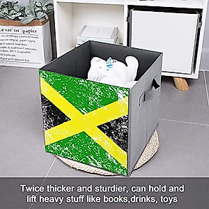 Jamaican Retro Flag Collapsible Storage Bins Basics Folding Fabric Storage Cubes Organizer Boxes with Handles