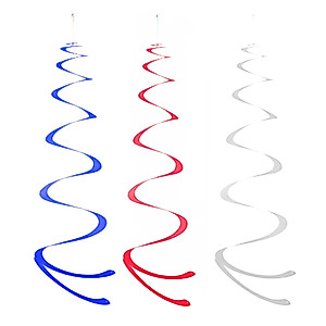 National Day Twinkle Patriotic Shooting Stars Hangings Swirl Decorations Red Blue White 4th of July Presidents Day Birthday Party Decorations, 30pc