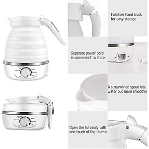 Travel Electric Kettle,600ML Collapsible Small Electric Kettle,Portable Kettle with Temperature Control,Multifunctional Mini Kettle for Boiling Water,Hot Water Kettle with Keep Warm & Delay Start