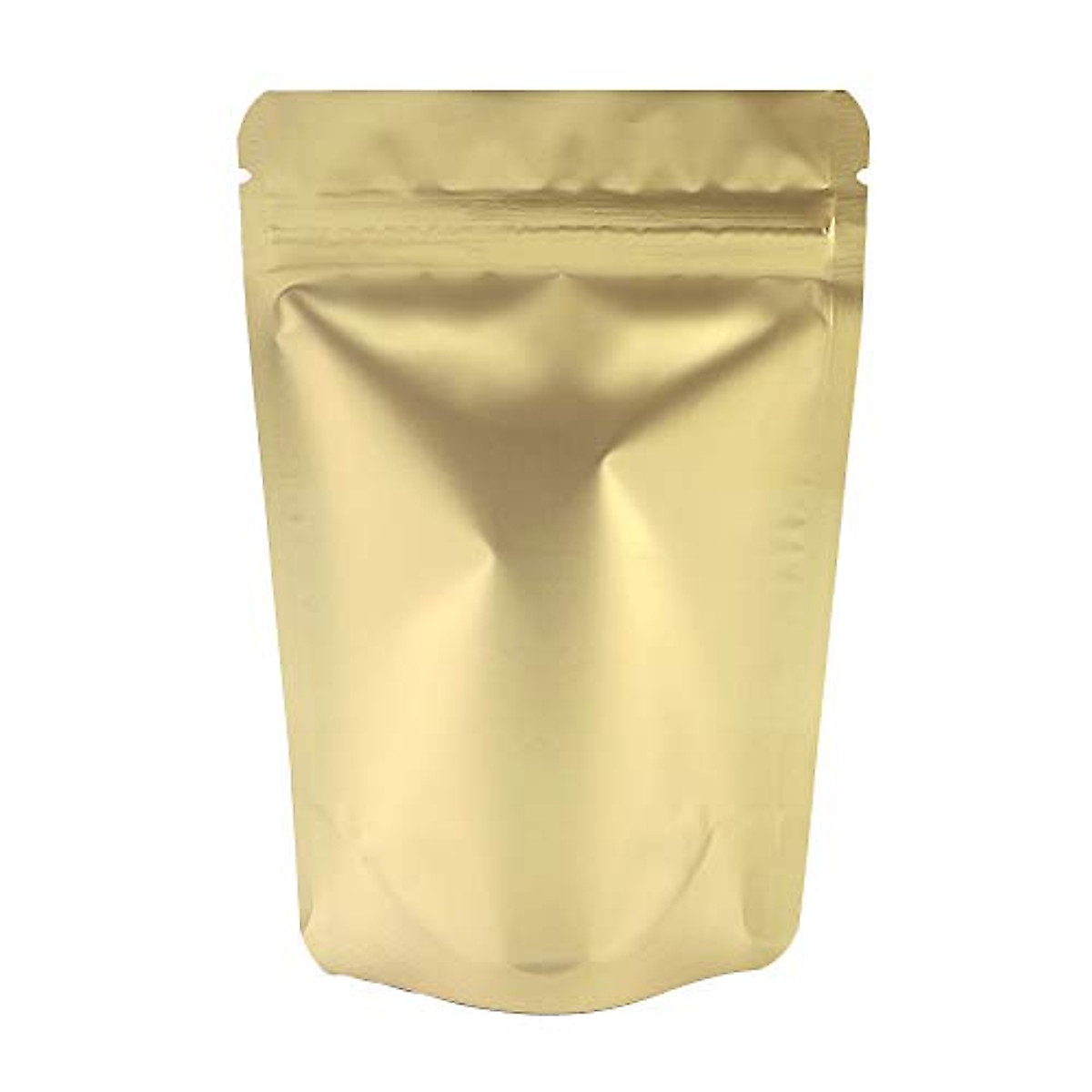 QQ Studio Pack of 100 Matte Color Resealable Stand Up Snack Packaging Pouches Bags with Frosted Window for Candies, Gummies, Organic Candies (Gold, 4.5oz)