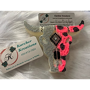 Bull Skull Car Freshie with Cow Print, Winter Candy Apple