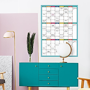 Large Dry Erase Calendar - Dry Erase Calendar for Wall, Undated 3 Months Calendar, 27.8" x 40", Large Erasable & Reusable Wall Calendar with 8 Round Stickers, Great Layout Dry Erase Wall Calendar for