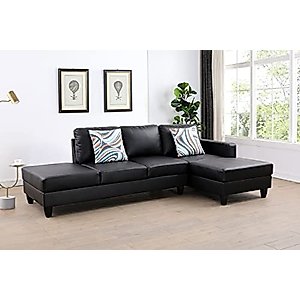 Star Home Living Raphael Sectional Sofa, Black