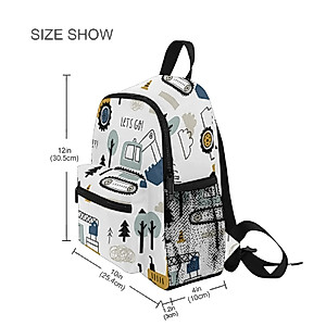 Aflyko Kids Backpack Construction Truck Cargo Tractor Daycare Bookbag Kindergarten Daypack Toddler Travel Girls Boys Waterproof Preschool Bag 10" × 4" × 12"