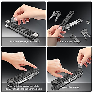 UEDGER Key Organizer Compact Keychain Holder, Minimalist EDC Key Chain with Pocket Clip, Slim Carbon Fiber Smart Key Case, Gift for Father Men Women, Holds 10 Keys and Car Key Fob