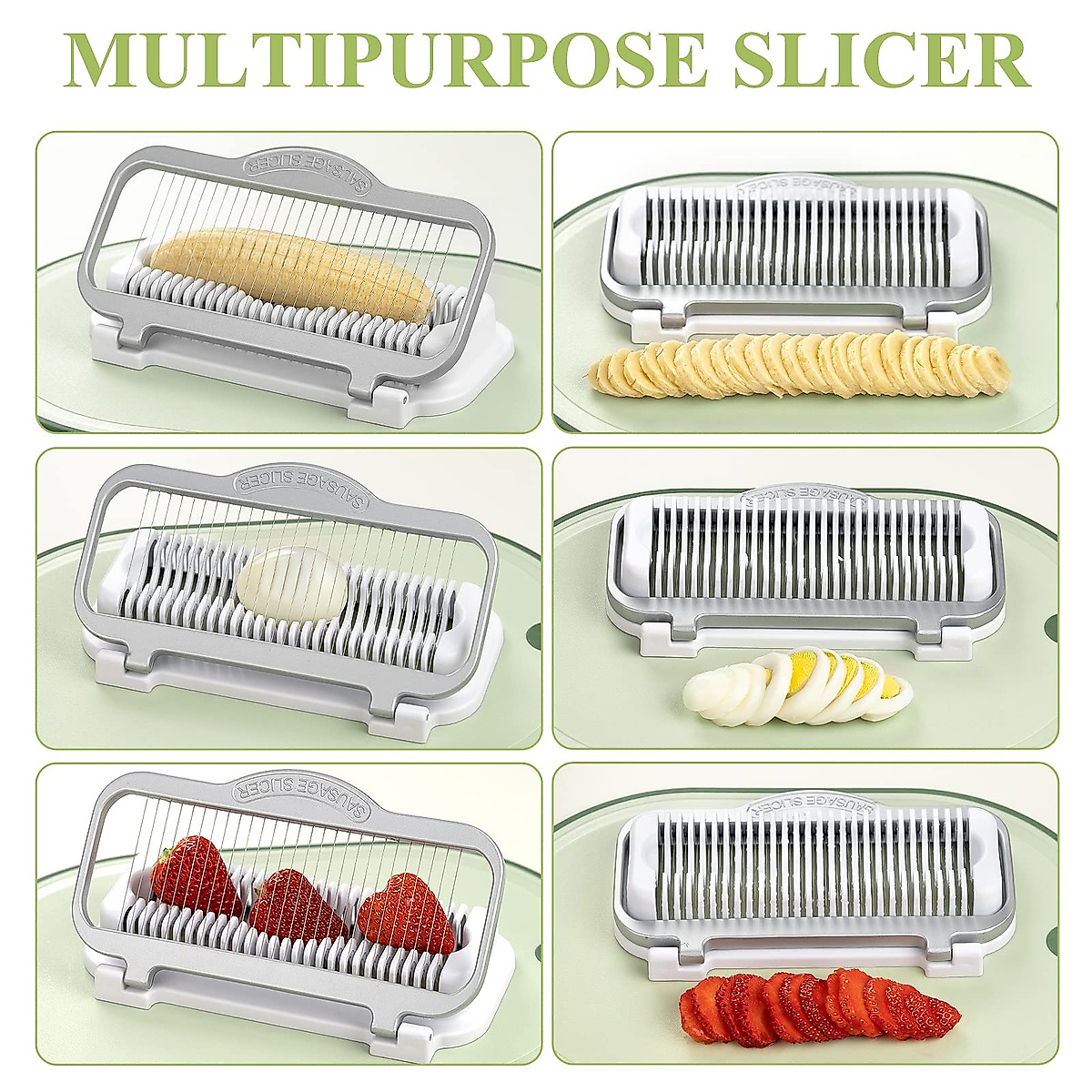 Egg Slicer for Hard Boiled Eggs Banana Slicer, Aluminium & Stainless Steel Wires Strawberry slicer Multipurpose Heavy Duty Dishwasher Safe Banana Cutter slicer