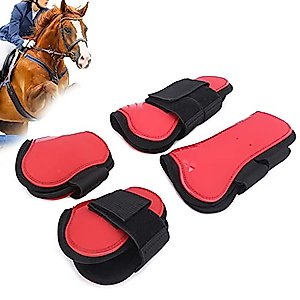 4Pcs Horse Tendon Boots Thicken PU Shell Protection Horse Boots Lightweight Open Front Hind Horse Leg Boots for Riding Shock Absorbing Jumping Protection