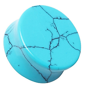 Turquoise Stone Organic Double-sided Flare Gauges / plugs / Tunnels 2 Piece (1 Pair) (B/5/2/30) (00g (10mm))