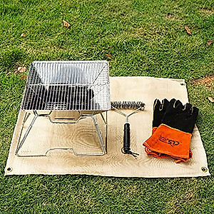 Fire Pit Mat for Deck Fireproof, Outdoor Wood Stove Hearth Pads, Camping BBQ Mat with Fire Retardant Material to Protect Your Deck Patio Lawn Campsite from Fire Burn, yellow, 40“x32”