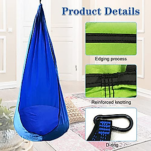 TUSAUW Kids Pod Swing Seat Hammock Chair with Inflatable Pillow Swing Chair for Outdoor and Indoor ,Hanging Chair with Inflatable Cushion, Max 176Lbs