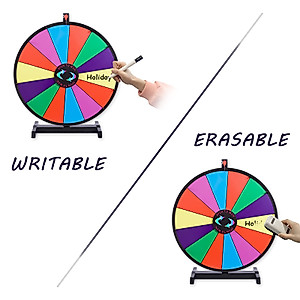 iElyiEsy 18 Inch Spinning Wheel for Prize 14 Slots Tabletop Prize Wheel Spinner with Stand, Dry Erase Marker and Eraser for Trade Show Carnival Party Pub Fortune Game