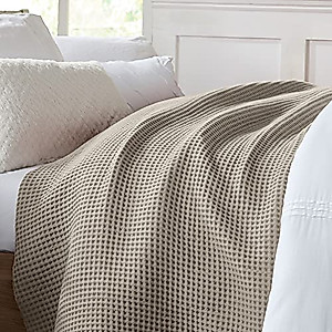 100% Cotton Waffle Weave Bed Blanket | Soft, Breathable, and Lightweight Blanket for All-Season | Perfect for Layering | Brielle Collection (King, Linen)