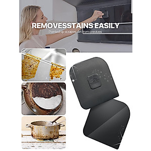 Pan Scraper, CLUEAPOP 5 Pcs Pot Scraper Plastic, Pot Scraper Non Scratch for Cast Iron, Pot and Pan Cleaning, Sturdy Scraper Kitchen Tool