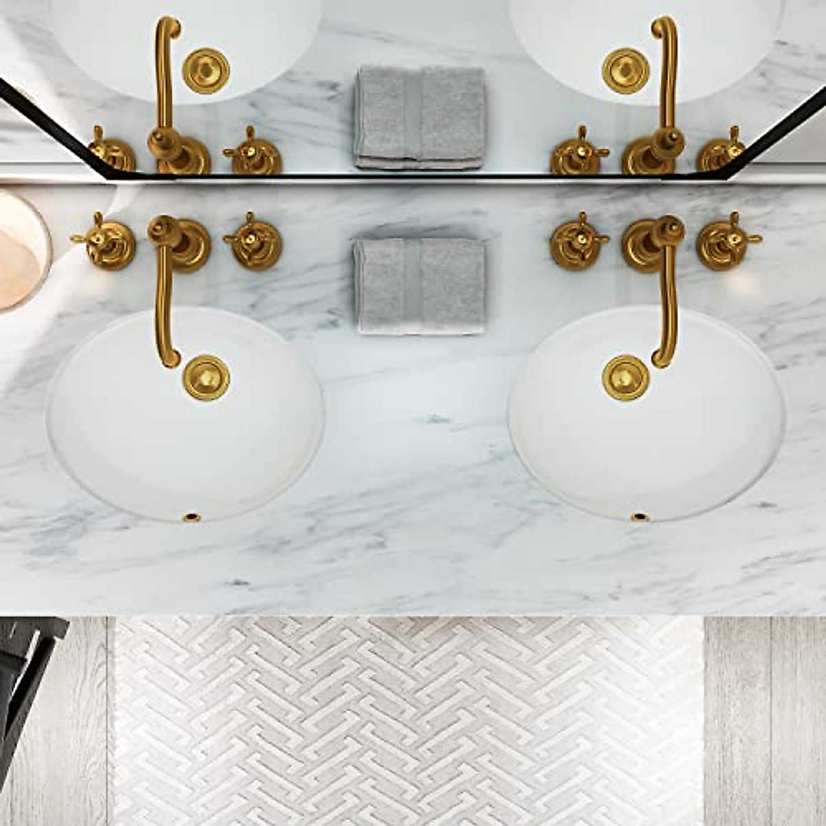 Lifezcime 19.5 x16 inch Undermount Bathroom Sink, White Ceramic Oval Bathroom Sink Under Counter Lavatory Vanity Sink with Overflow for Cabinet Drop In Bathroom White Sink Wash Basin