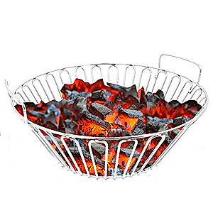 ZBXFCSH Ash Charcoal Basket with Divider Big Green Egg Accessories,Stainless Steel Grill Ash Baskets for The Large Big Green Egg,Kamado Joe Classic,Pit Boss,Louisiana & Other Grills