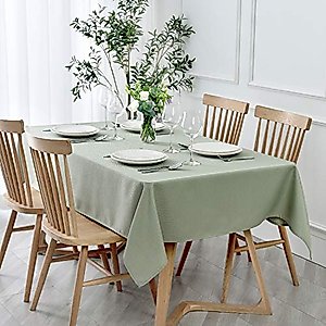 maxmill Rectangle Textured Tablecloth Waterproof Spillproof Wrinkle Free Table Cloth, Kitchen Dinning Tabletop Decoration, Fabric Table Cover for Outdoor and Indoor Use, 52 x 70 Inch, Sage Green
