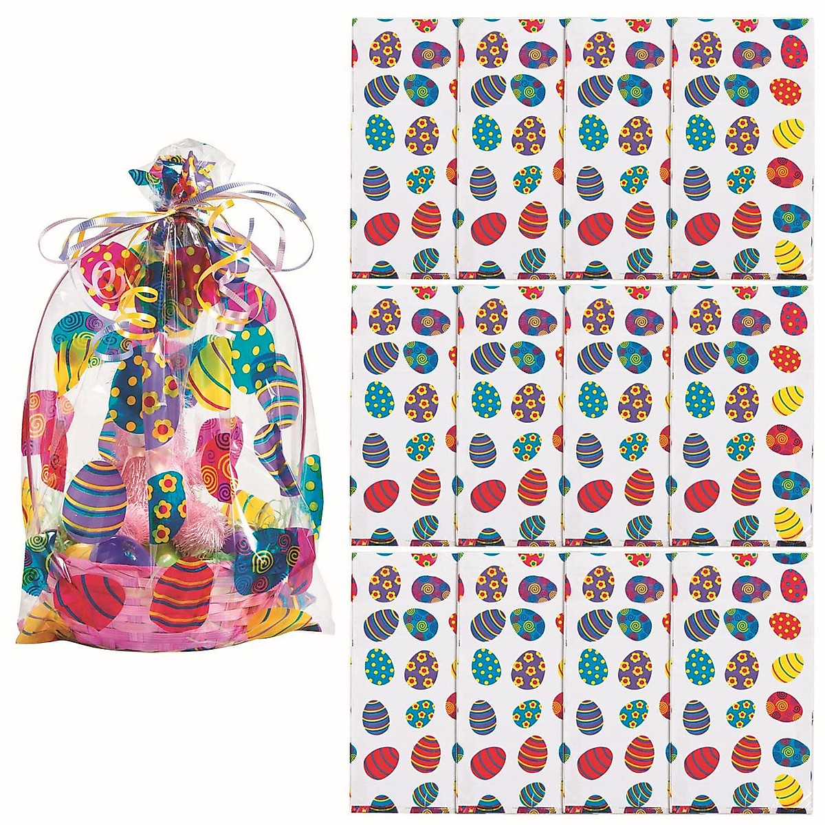 Easter Basket Bags (12 Pack) 17 3/4" Cellophane