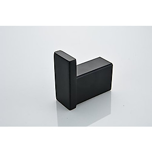 Klabb HBB-40 Square Type SUS 304 Stainless Steel Coat Hook Single Towel/Robe Clothes Hook for Bath Kitchen Garage Heavy Duty Contemporary Square Style Wall Mounted, Matte Black