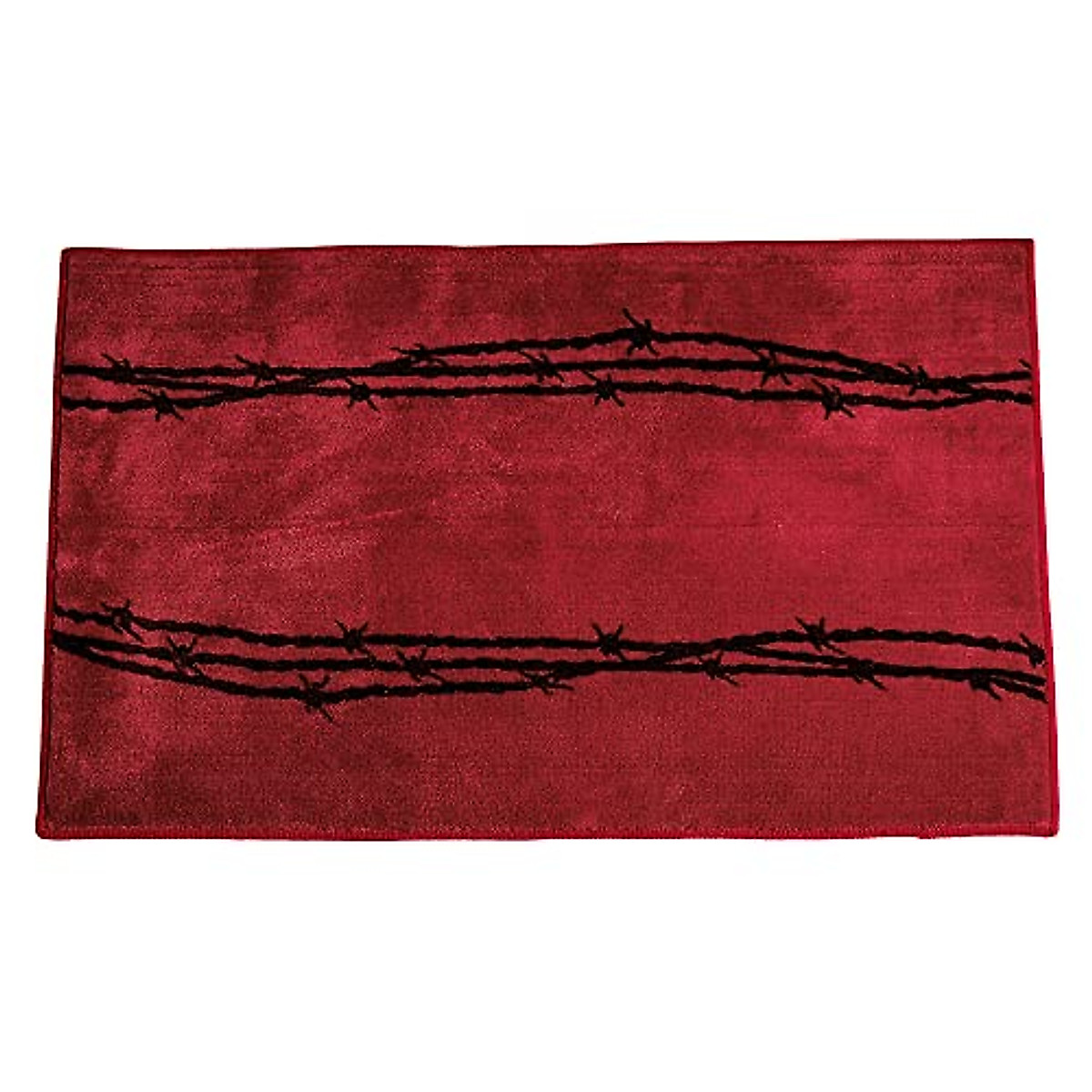 Paseo Road by HiEnd Accents | Barbwire Print Western Cabin Kitchen Mat Rustic Bathroom Rugs, 24x36 inch, Red Lodge Themed Non-Slip Washable Floor Bath Rug
