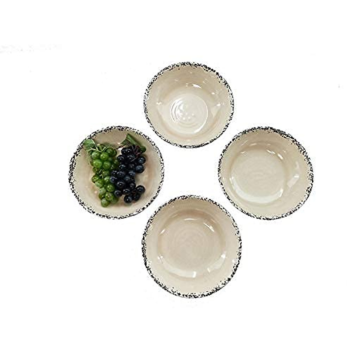 LOK-OSEMILE Gourmet Art Crackle 9" Melamine pasta Bowls - Ivory 45 Ounce - Set of 4