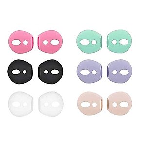 JNSA Fit in Case Airpods Tips Ear Skins AirPods Covers Compatible with AirPods 2 / AirPods 1 / EarPods, Ultra-Thin Anti-Slip Earbuds Silicone AirPods Ear Tips,6 Pairs 6 Colors