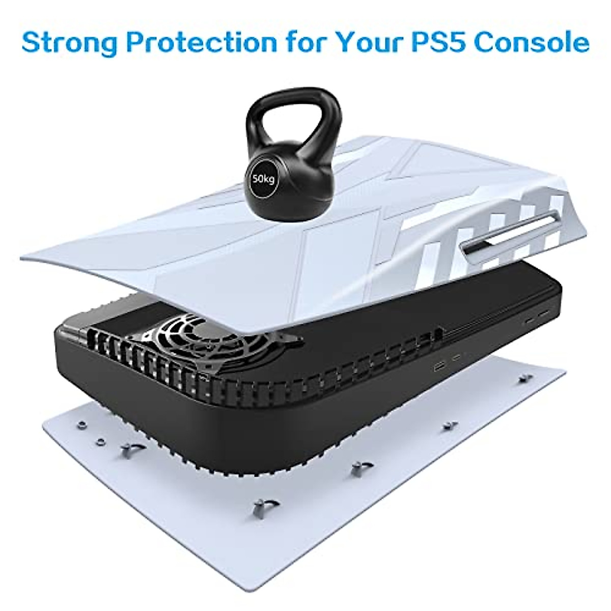 HEYSTOP PS5 Plates for PS5 Accessories, Hard Shockproof Cover PS5 Skins Shell Panels for PS5 Console, Anti-Scratch Dustproof Face Plates Replacement Accessories for Playstation 5 Disc Edition - White