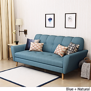 Christopher Knight Home Treston Mid-Century Fabric Sofa, Blue / Natural