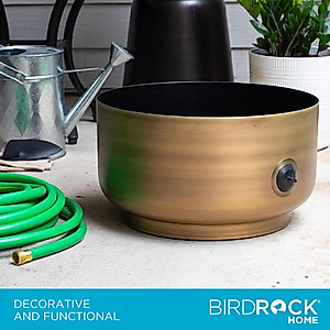 BIRDROCK HOME Decorative Footed Garden Water Hose Holder Pot with Lid - 100ft Hose Storage Steel, Hidden Garden Hose Keeper w/Drain Holes, Hose Hider for Indoor Outdoor Patio Yard - Oil Rubbed Bronze