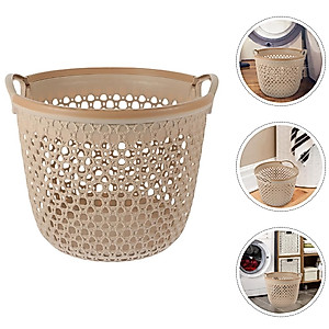 Zerodeko Flexible Laundry Basket, Plastic Laundry Baskets with Handle, Laundry Hamper Hollow Dirty Clothes Hamper Ventilated Clothes Basket Portable Round Bin for Laundry