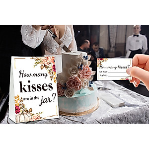 How Many Kisses Are In The Jar Sign, Burgundy Blush Floral Bridal Shower Game, Fall Thanksgiving Pumpkin Baby Shower Sign & Tickets, Wedding,(1 Sign + 50 Guessing Cards),07