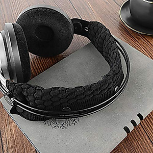 Geekria Knit Fabric Headband Cover Compatible with Logitech, Turtle Beach, Panasonic, AKG, Sennheiser, Sony Headphones, Head Cushion Pad Protector, Replacement Repair Part (Black)